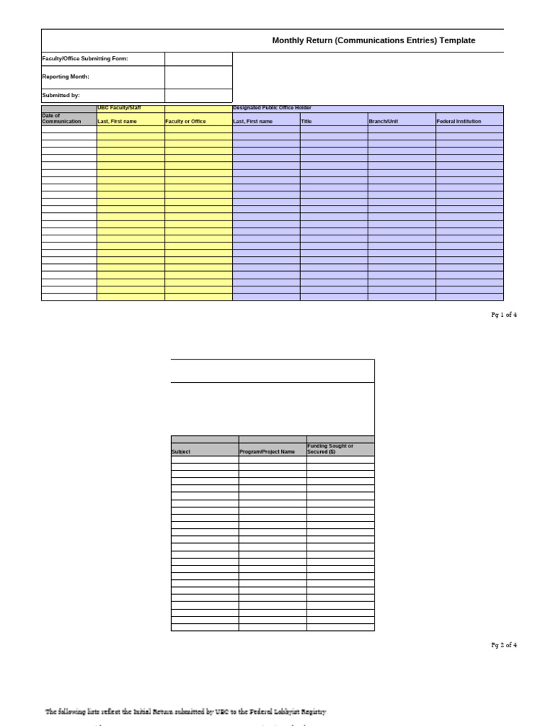 Monthly Activity Template | PDF | Canada | Government