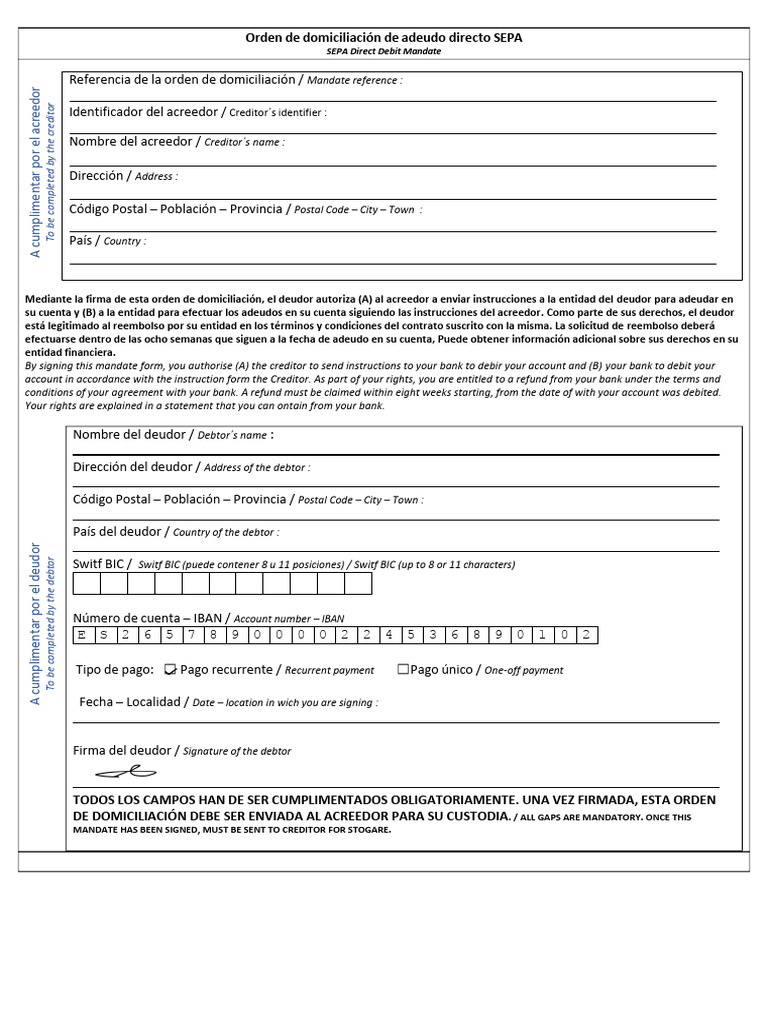 Modelo-Sepa-CORE-PDF, IBERDROLA | PDF