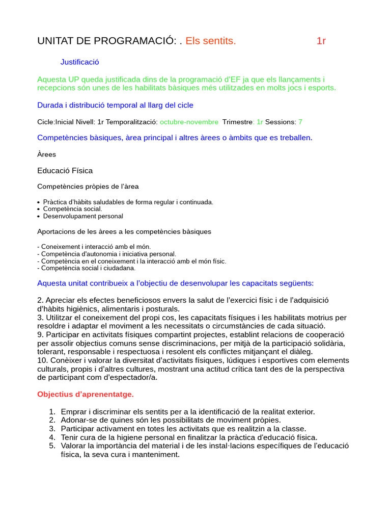 Unitat 2 Els Sentits | PDF