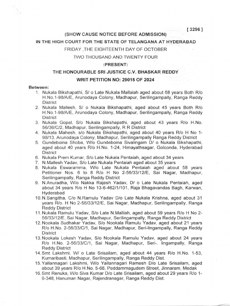 Telangana High Court Writ Petition 2024 | PDF | Judiciaries | Legal ...