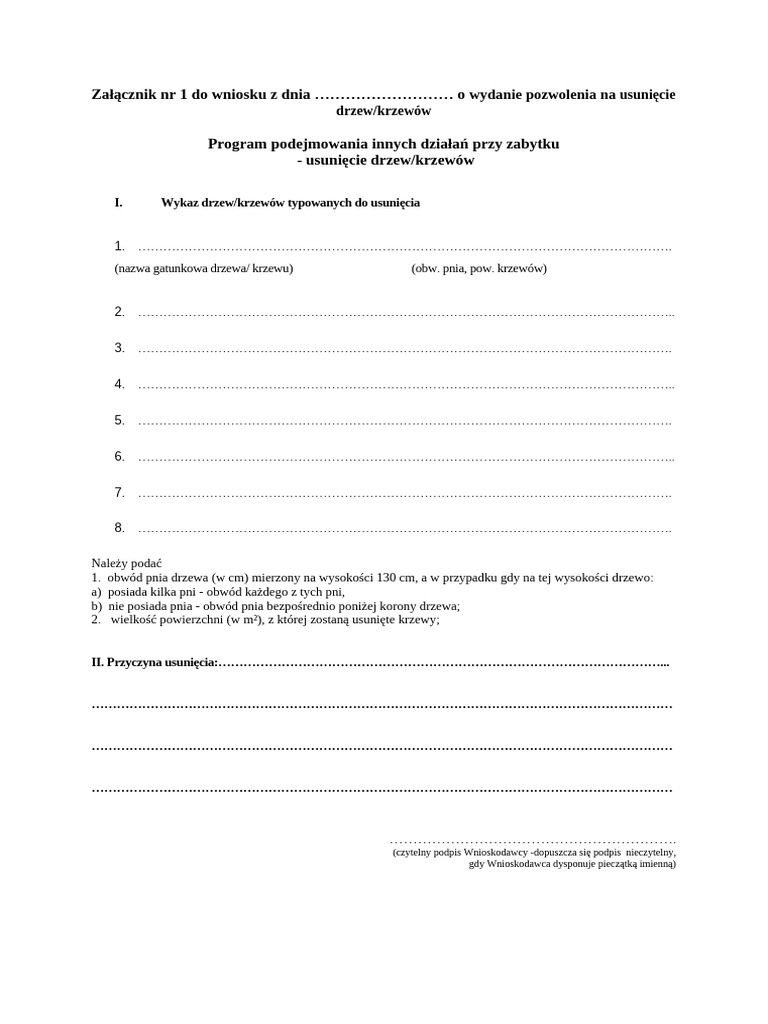 Zalacznik Do Wniosku Usuniecie Drzew i Krzewow | PDF
