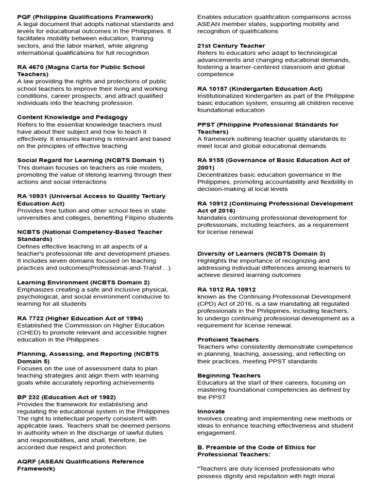 Philippine Education Frameworks and Ethics | PDF | Teachers | Learning
