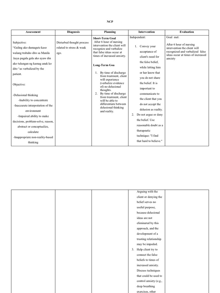 Disturbed Thought Process | PDF