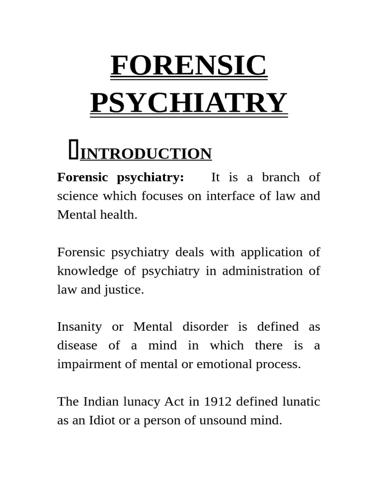 Forensic Psychiatry - Parvati Javalagi | PDF | Hallucination | Mental ...