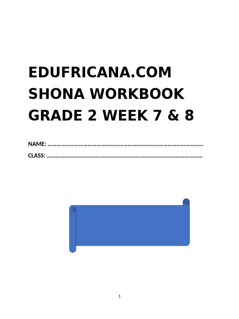 Primary School Grade 2 Shona Workbook Week 7 and 8 | PDF