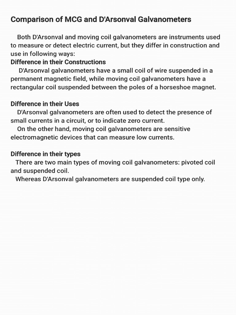 Comparison of MCG and D'Arsonval Galvanometer - 240923 - 162626 | PDF