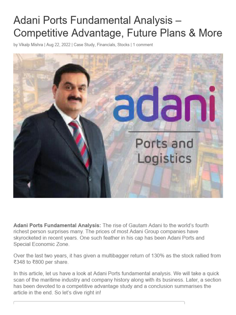 Adani Ports: Financials & Future Insights | PDF | Port | Economies