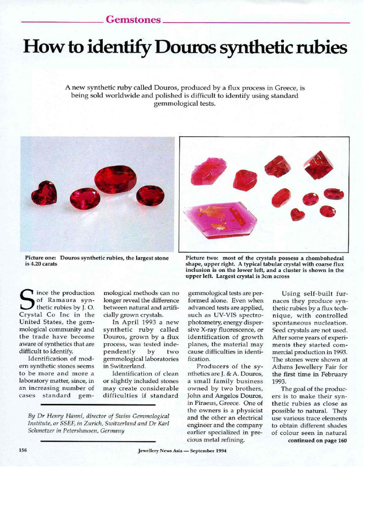 1994 Haenni How To Identify Douros Synthetic Rubies | PDF