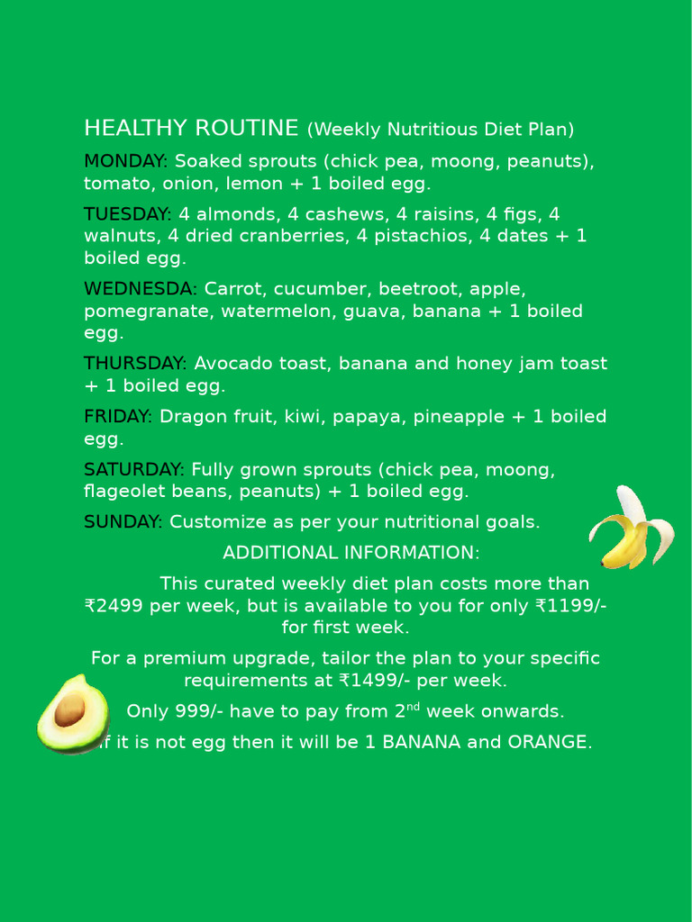 Weekly Nutritious Diet Plan Guide | PDF