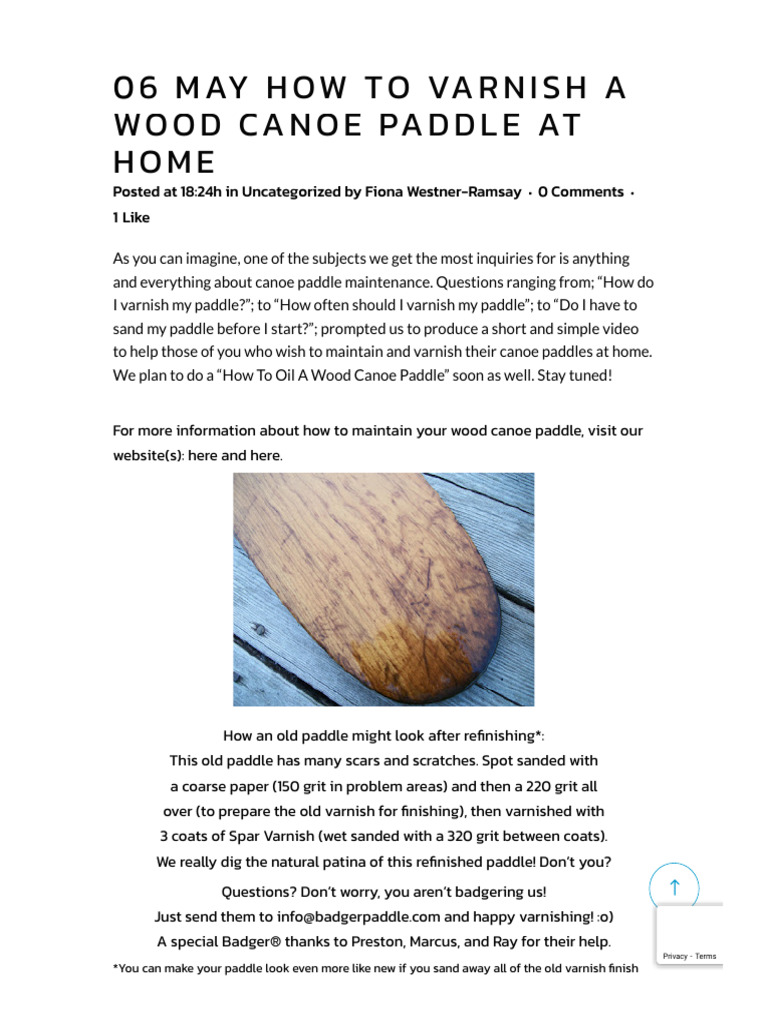 How To Varnish A Wood Canoe Paddle at Home - Badger Paddles | PDF
