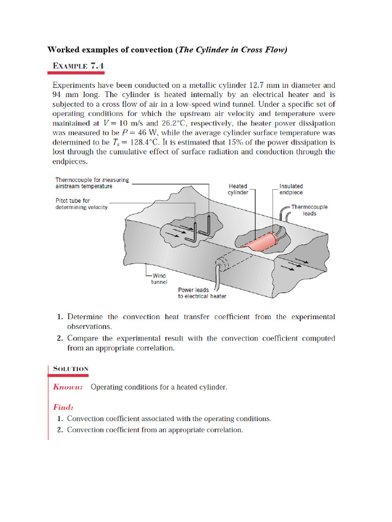 Worked Examples of Convection (External Flow Over Cylinder) | PDF