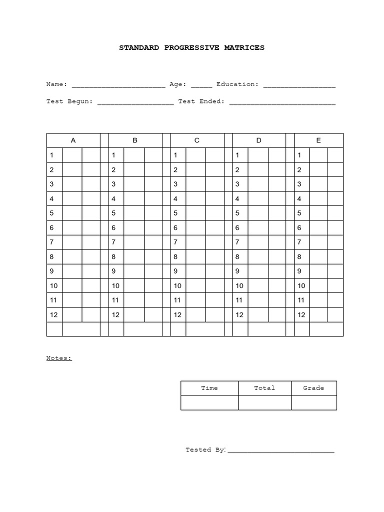 STANDARD PROGRESSIVE MATRICES - Google Docs | PDF