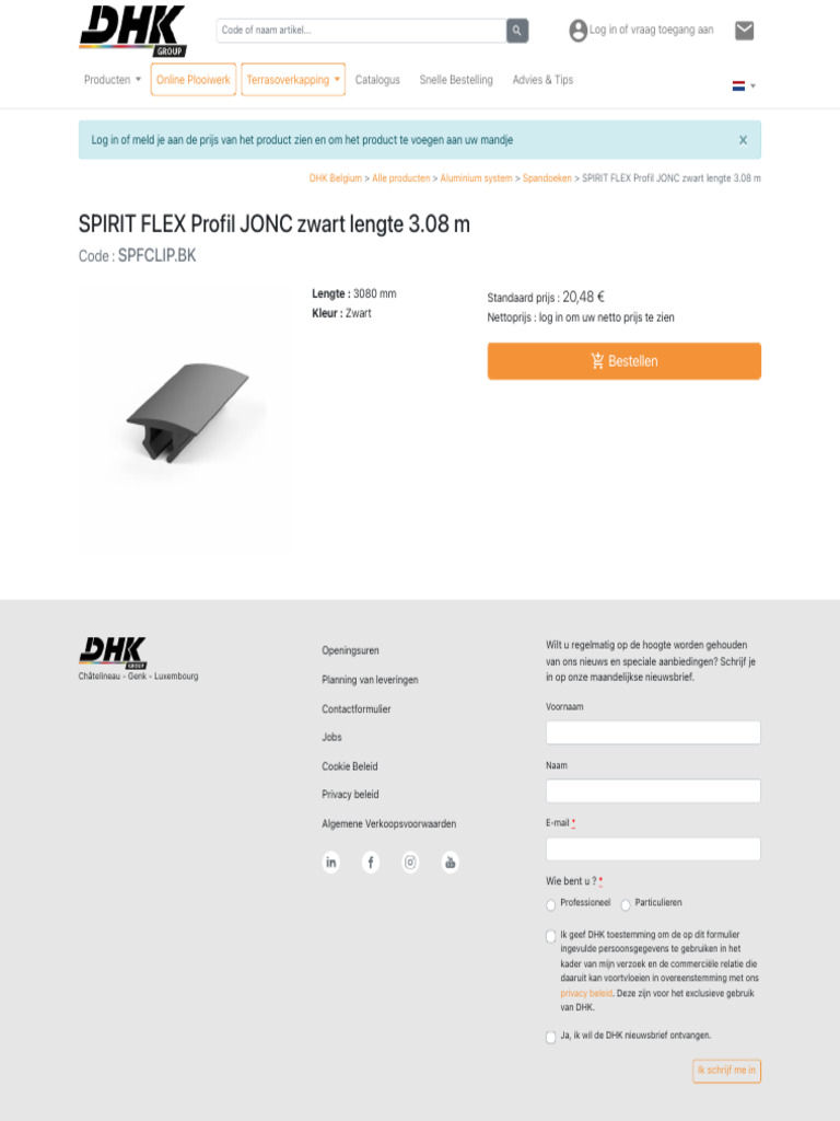 SPIRIT FLEX Profil JONC zwart lengte 3.08 m DHK Belgium | PDF