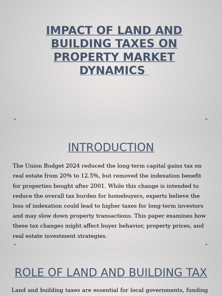 Impact of Land and Building Taxes On Property | PDF | Taxes | Investing