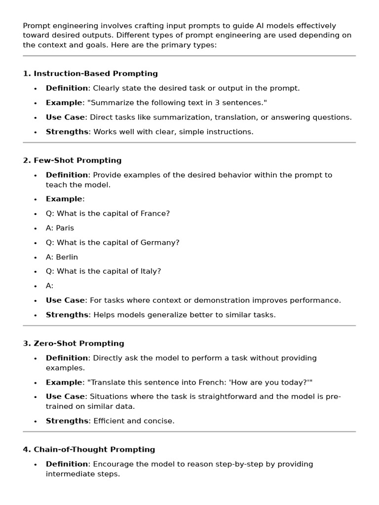Types of Prompt Engineering | PDF | Communication | Human Communication