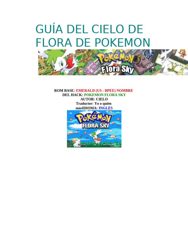 Guía de Pokemon Flora Sky (Inglés) | PDF | Pokémon