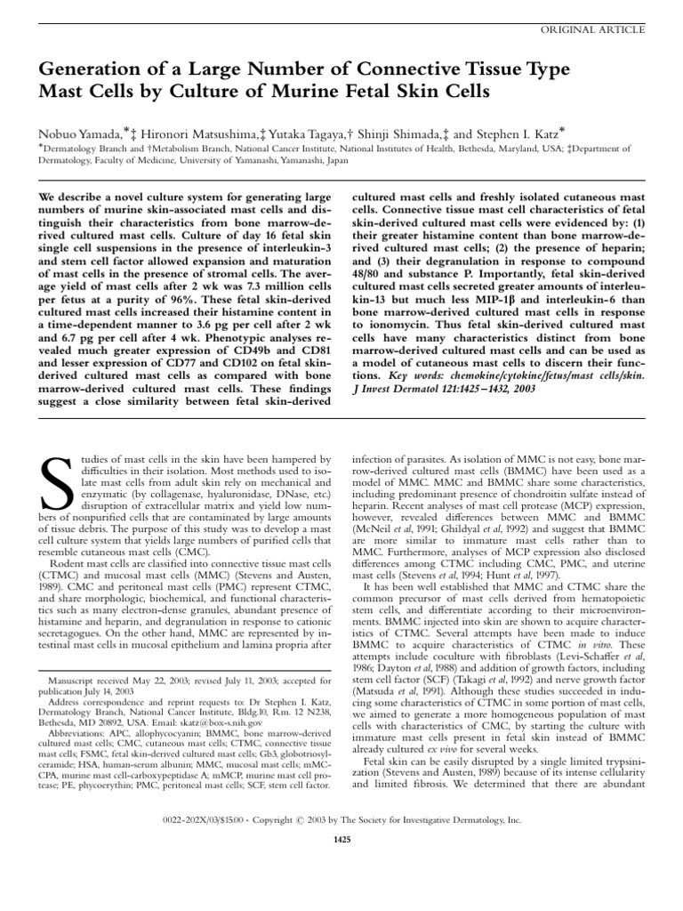 Generation of A Large Number of Connective Tissue Type Mast Cells by ...