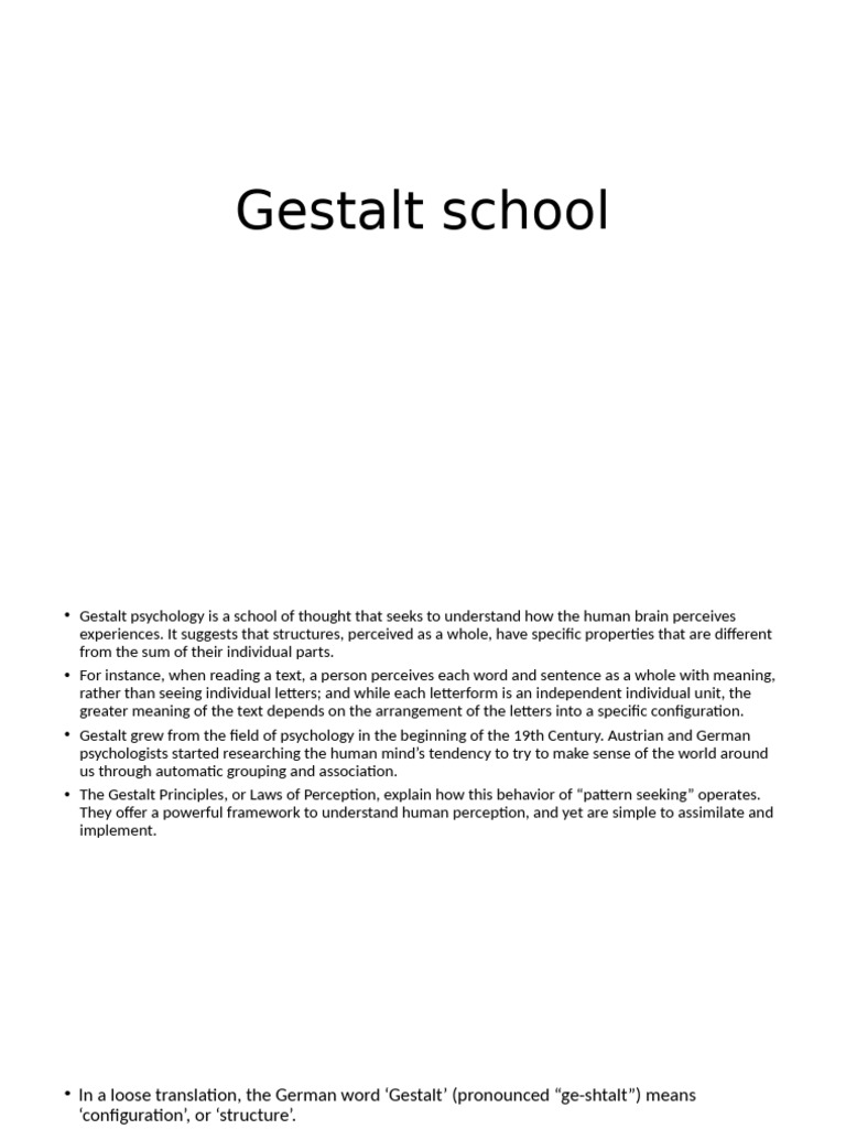 Gestalt school | PDF | Perception | Psychological Concepts