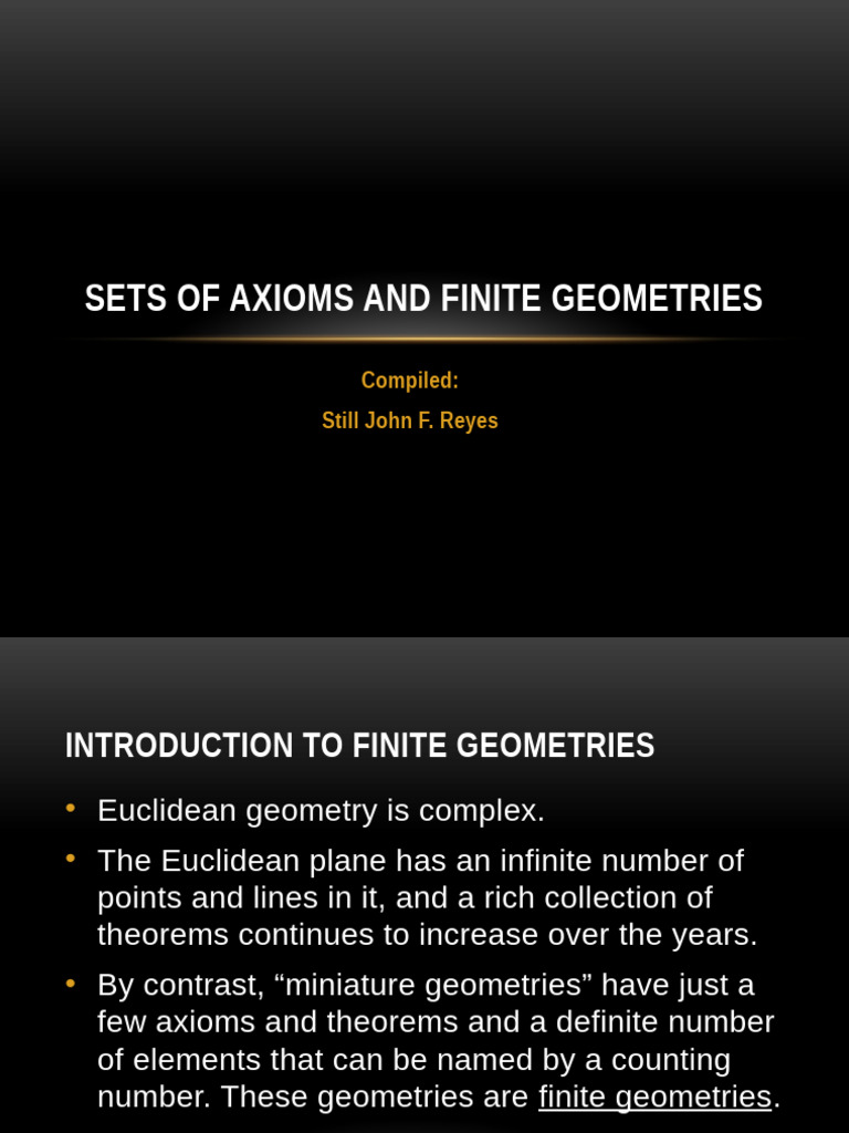 1.2 - Sets of Axioms and Finite Geometries | PDF | Line (Geometry) | Geometry