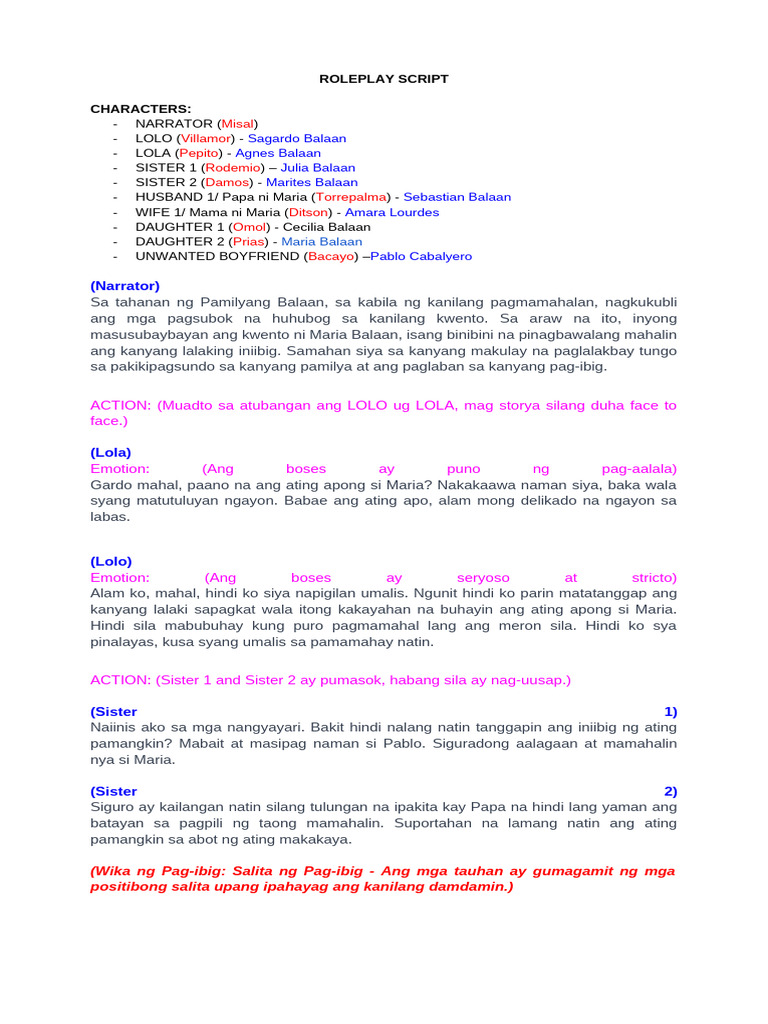ROLEPLAY SCRIPT | PDF