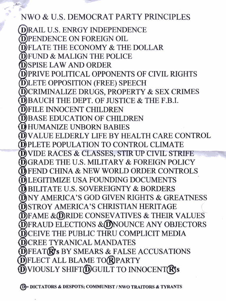 NWO & US Democrat Party Principles | PDF