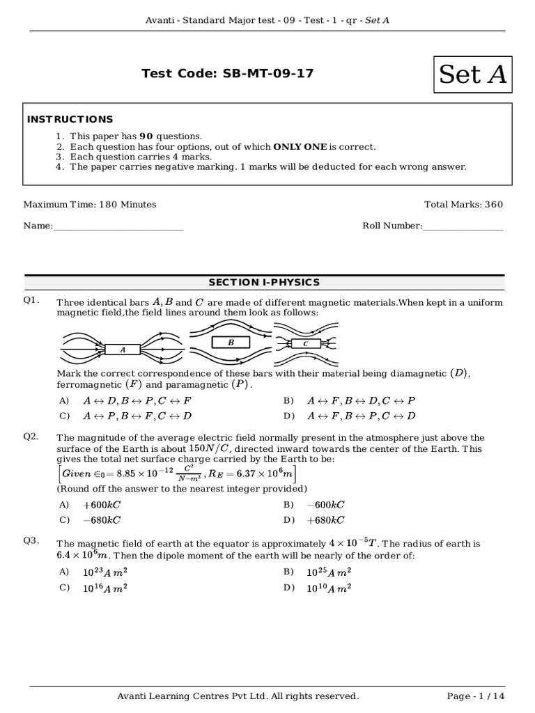 VIGYAN JYOTI PCM Question Paper | PDF | Capacitor | Capacitance