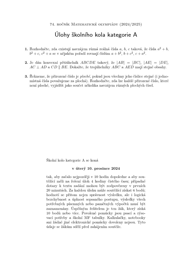 Úlohy Školního Kola Kategorie A: A B C A B B C C A A B B C C A Abcde AB BC AE DE AC AD CD BE ABC ...
