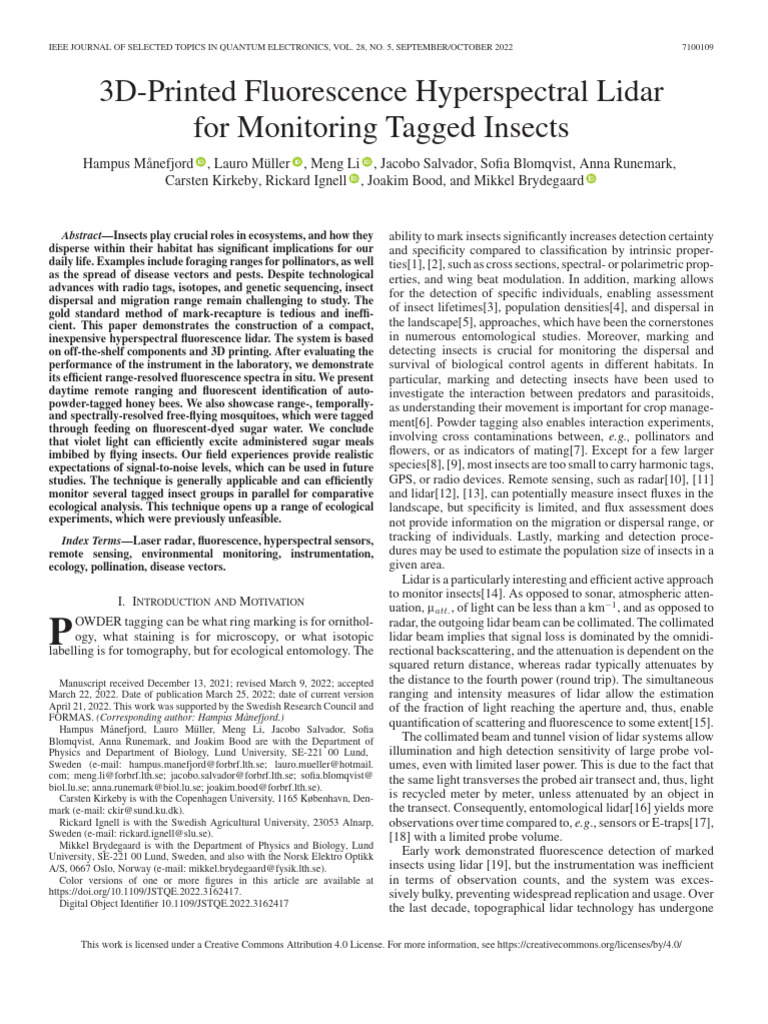 3D-Printed Fluorescence Hyperspectral Lidar For Mo | PDF | Lidar | Optics
