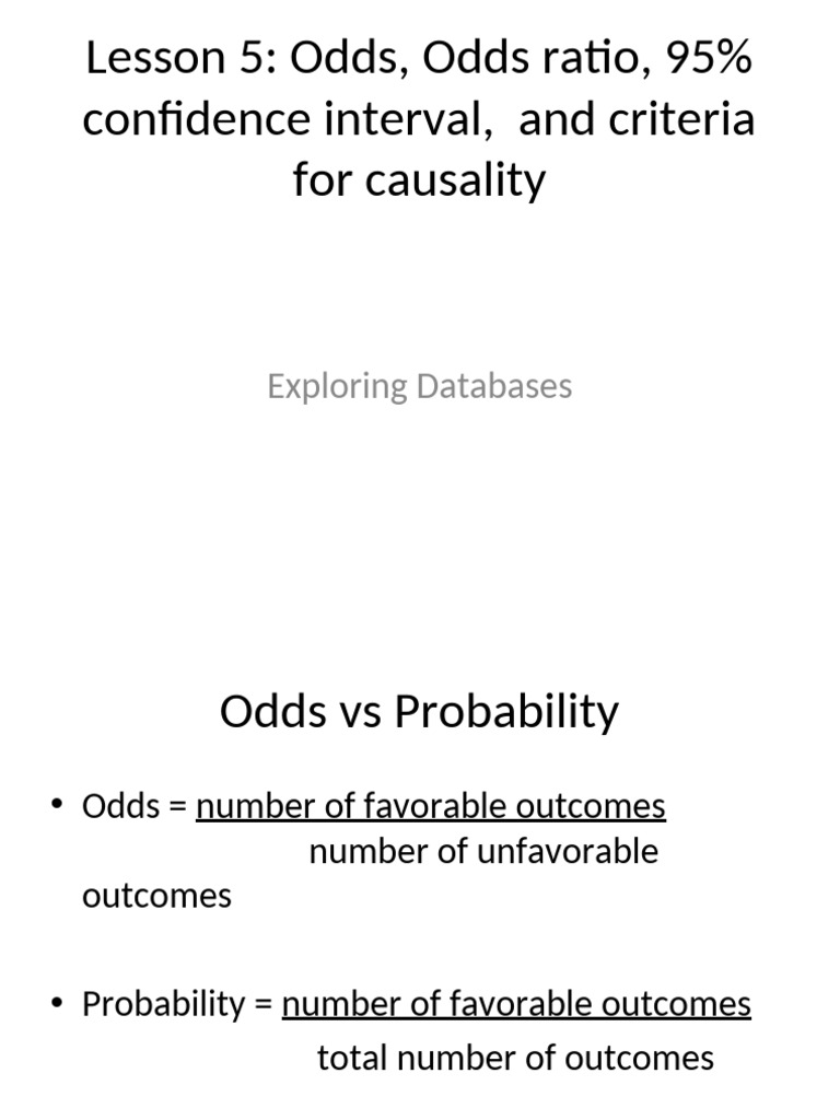 Lesson 5 Odds or 95CI PowerPoint | PDF | Odds Ratio | Confidence Interval