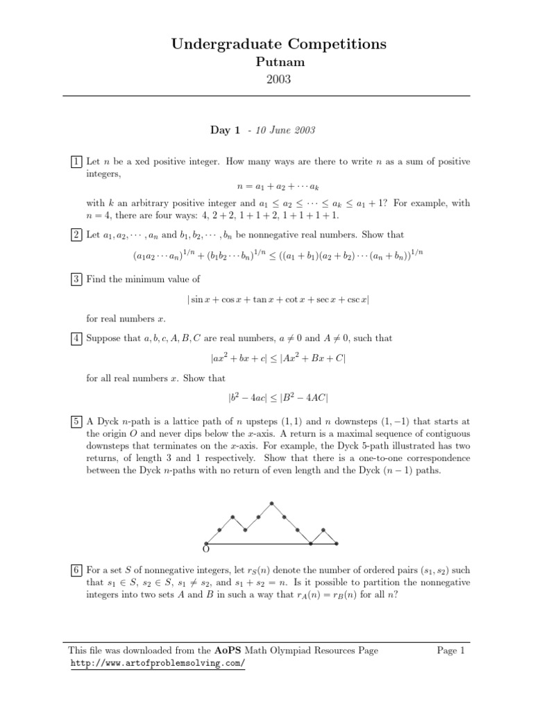 Undergraduate - Competitions Putnam 2003 23 | PDF | Discrete ...