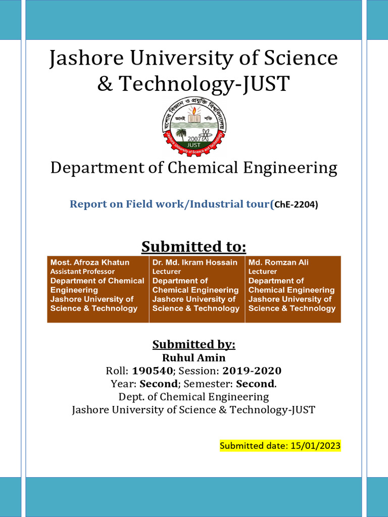 Report On Field Work Cover Page | PDF