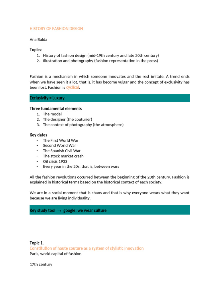 Evolution of Fashion Design History | PDF | Fashion | Dress