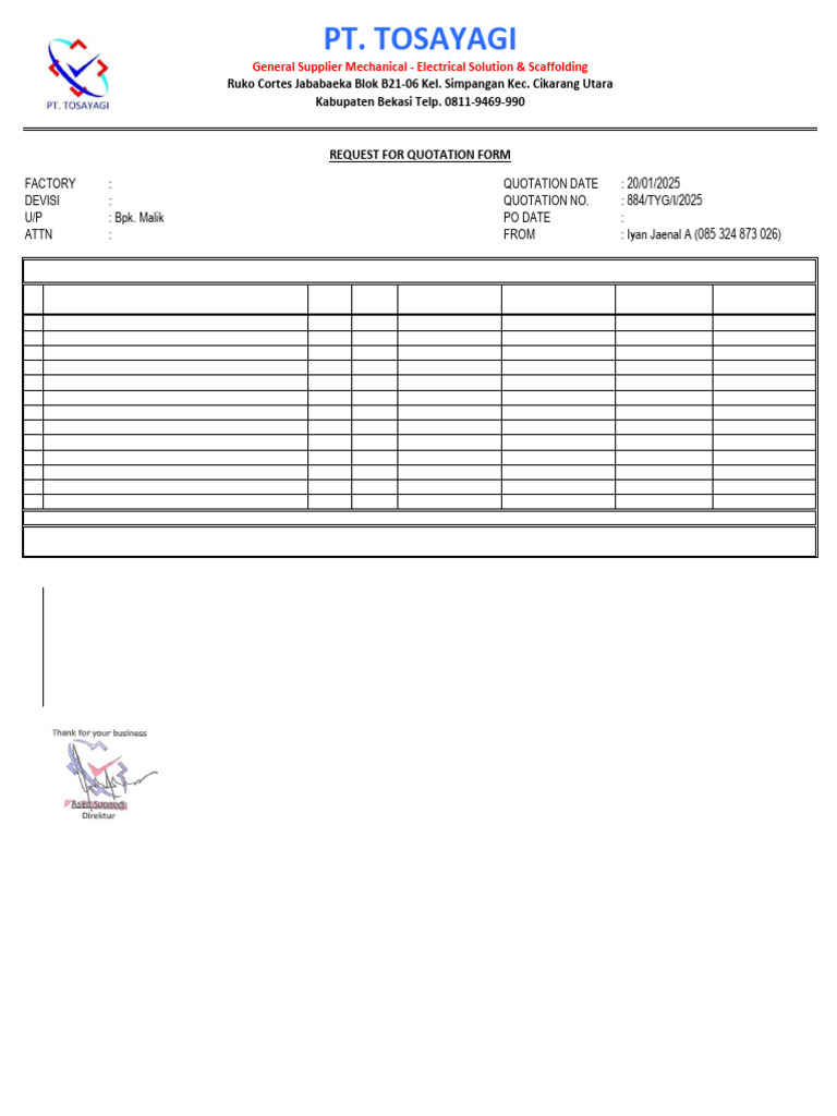 Quotation Material Scaffolding Bpk. Malik | PDF