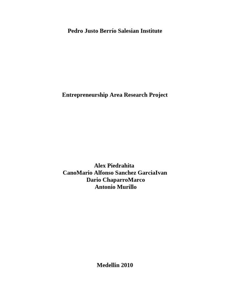 Research Project Entrepreneurship | PDF | Entrepreneurship | Methodology