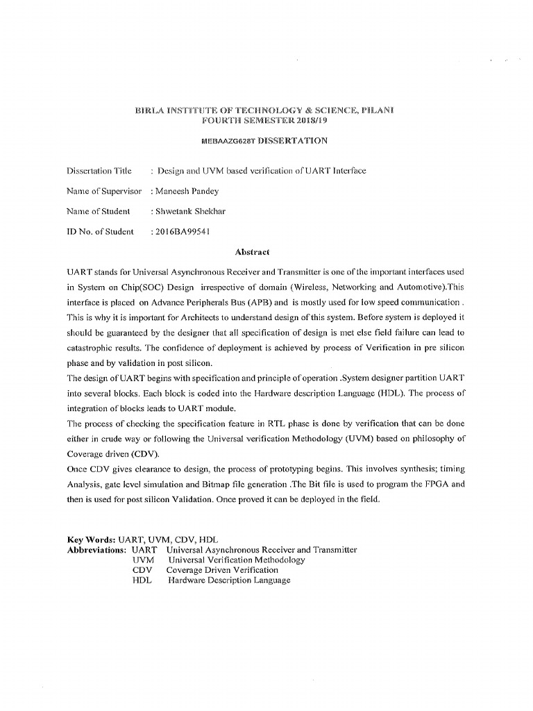 2016BA99541 Shwetank Shekhar Revised Abstract | PDF