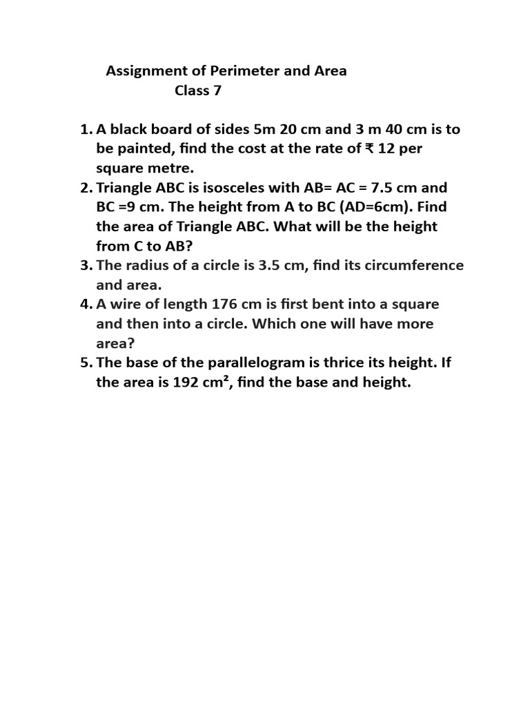 Assignment of Class 7 Math | PDF