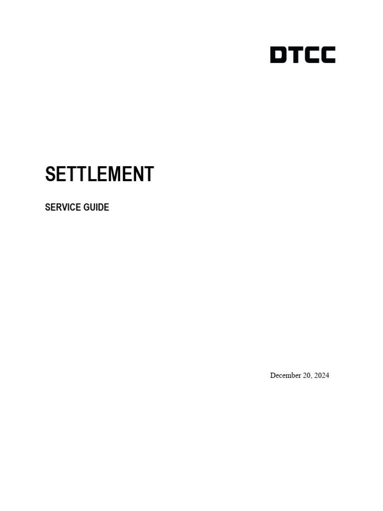 Settlement | PDF | Finance & Money Management | Settlement (Finance)