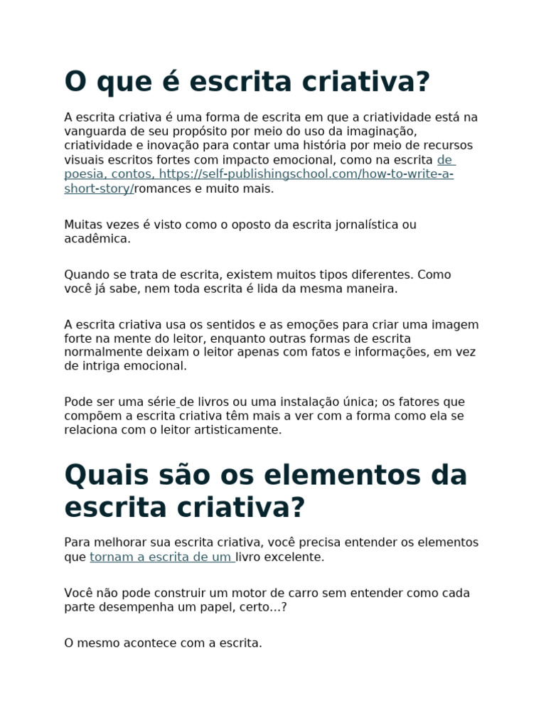 O que é Escrita Criativa | PDF | Escrita criativa | Escrita