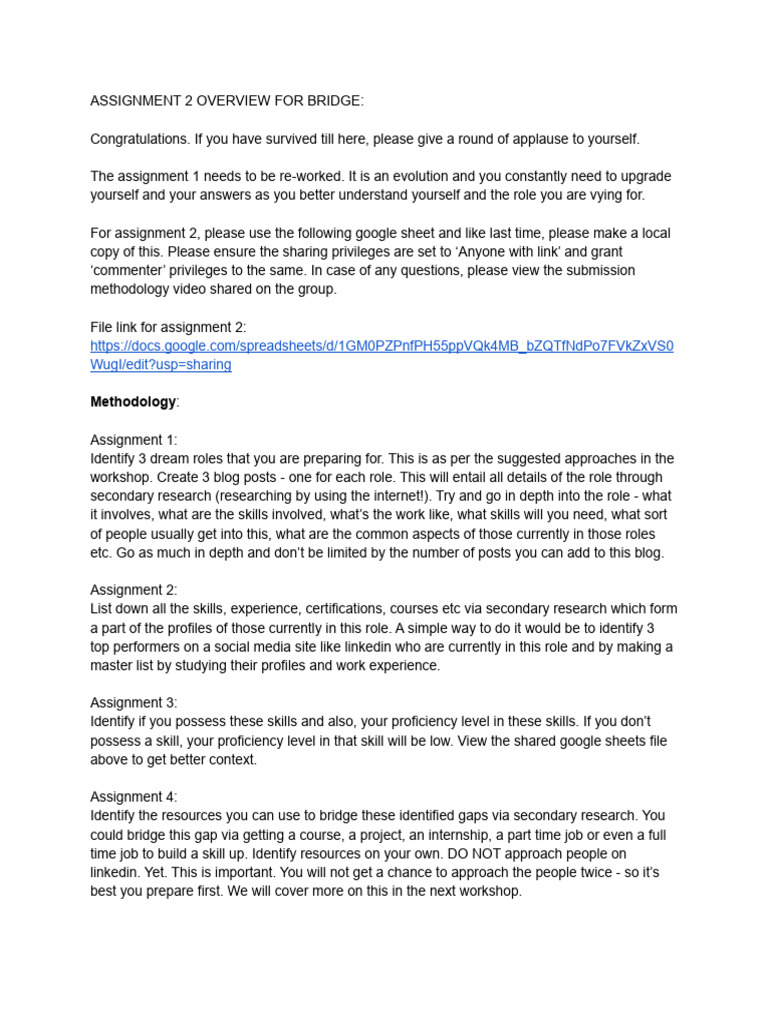 Assignment 2 Overview for Career Development | PDF