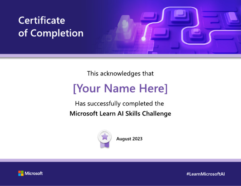 Microsoft Learn AI Skills Challenge - Certificate of Completion - En-US ...