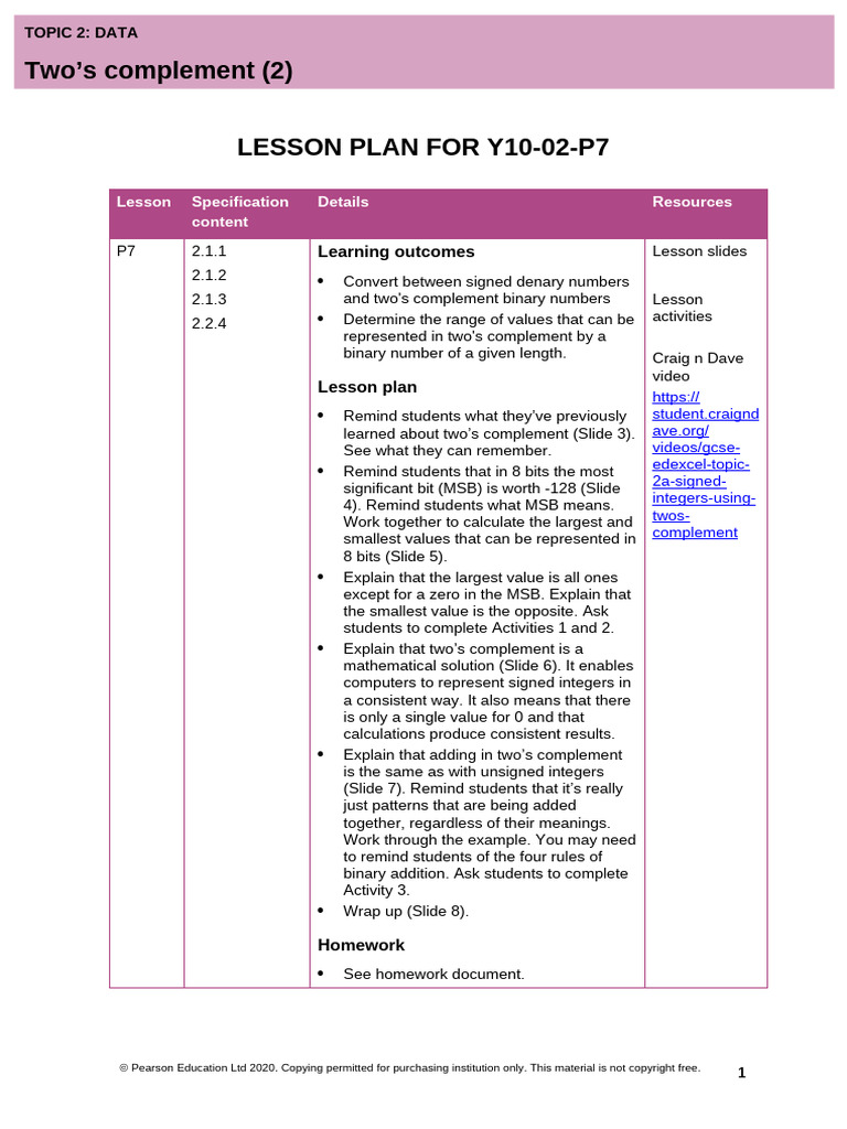Y10_02_P7_Lesson_Plan_v2 | PDF | Arithmetic | Theory Of Computation