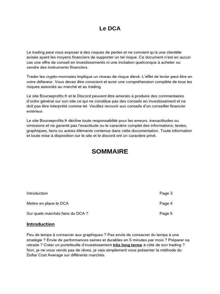 Méthode DCA : Investir facilement sur LT | PDF | Opérateur de marché ...