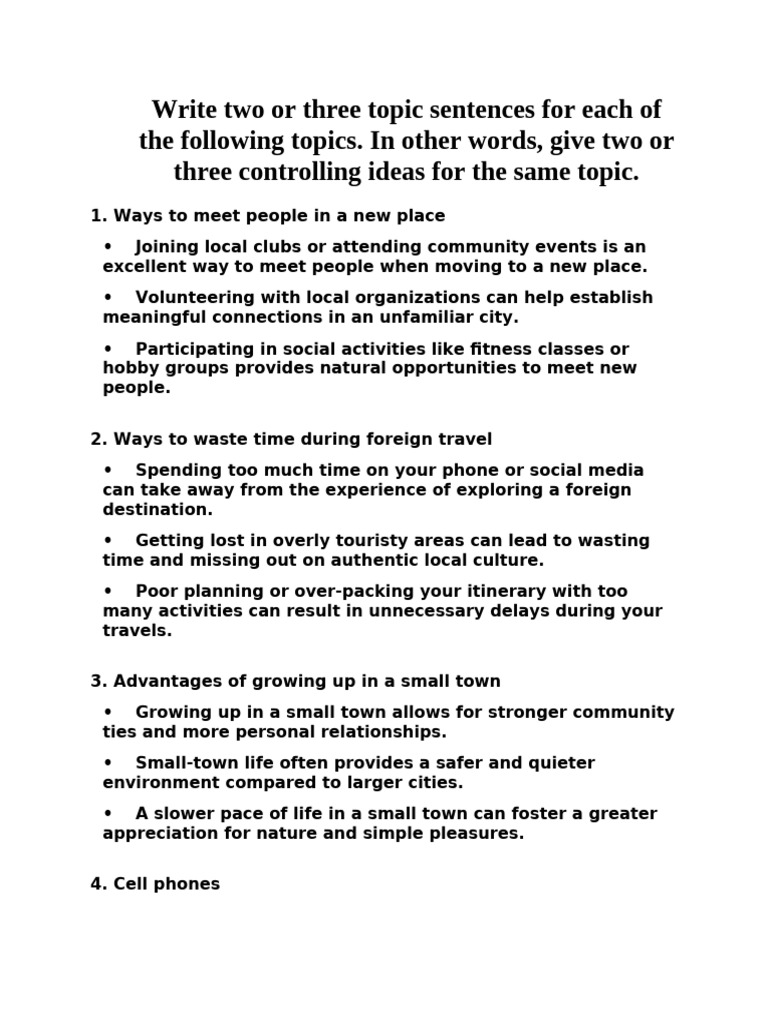 Topic Sentences for Various Themes | PDF | Advertising | Psychology