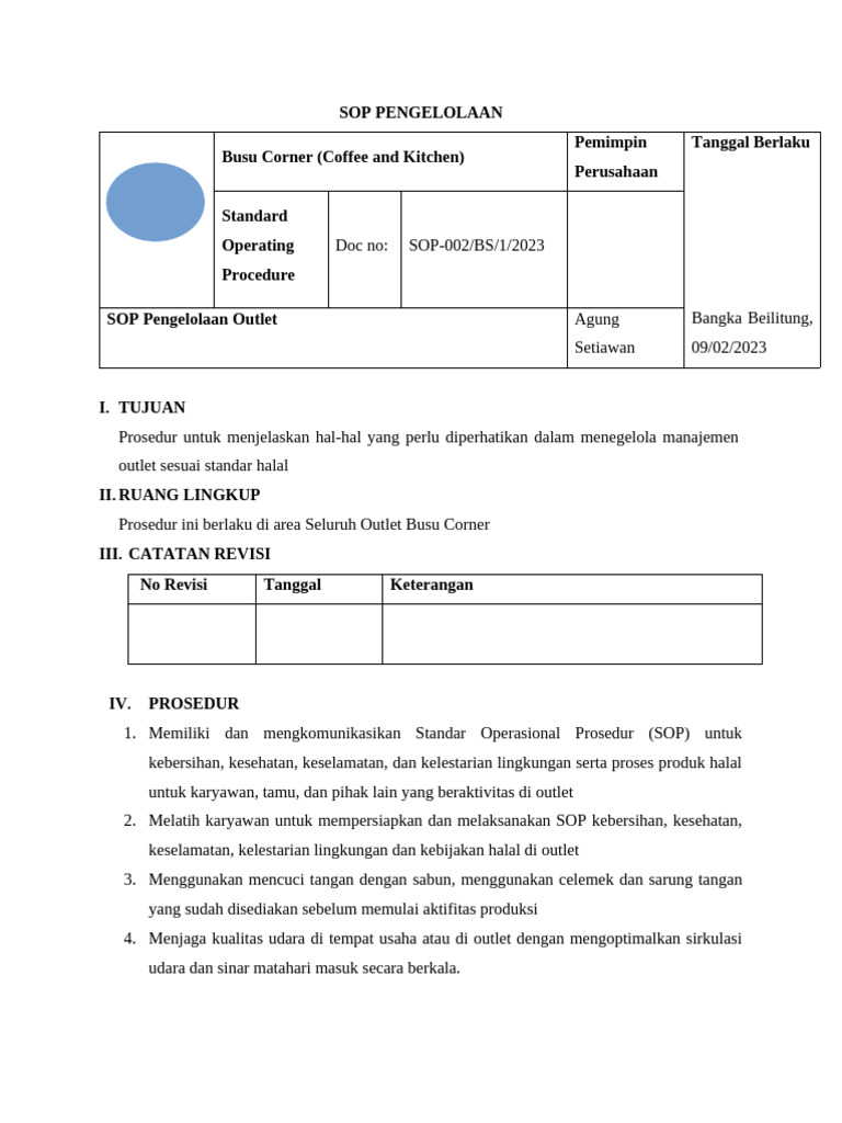 SOP Pengelolaan | PDF