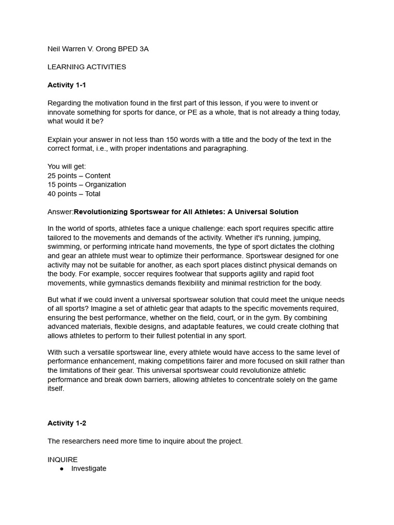 Learning Activities in Research 1 | PDF | Methodology | Scientific Method