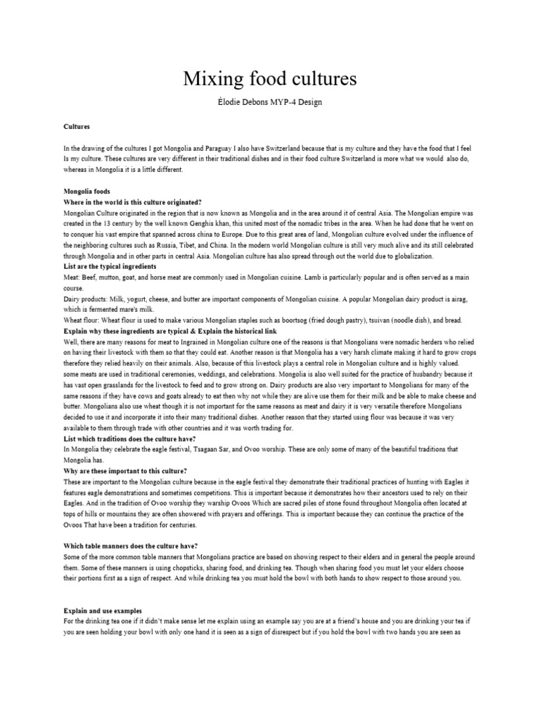 Mixing food cultures | PDF | Western Cuisine | Cuisine