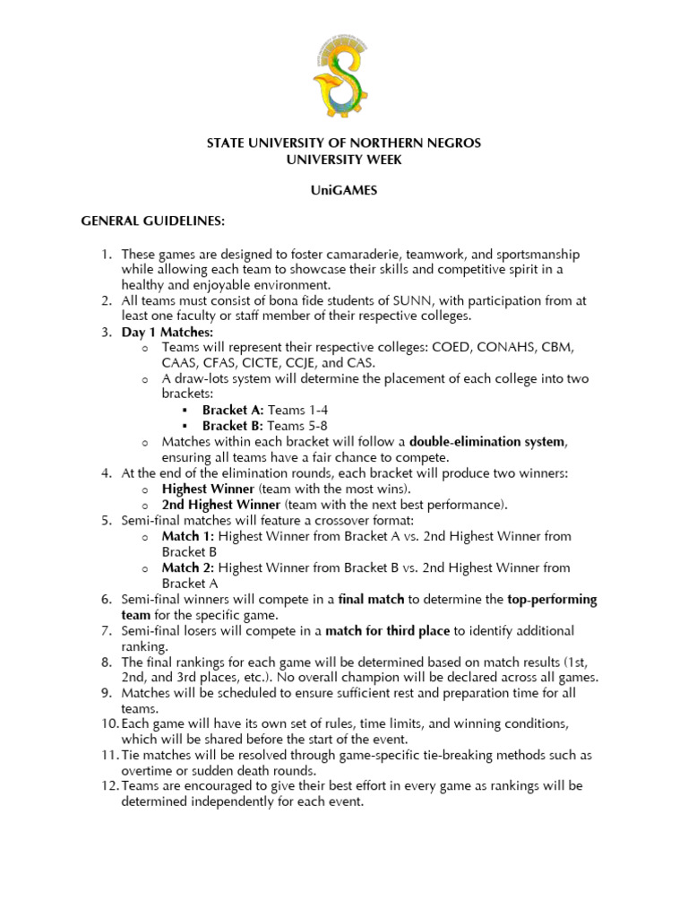U-GAMES-GUIDELINES | PDF | Baseball Field | Sports Rules And Regulations