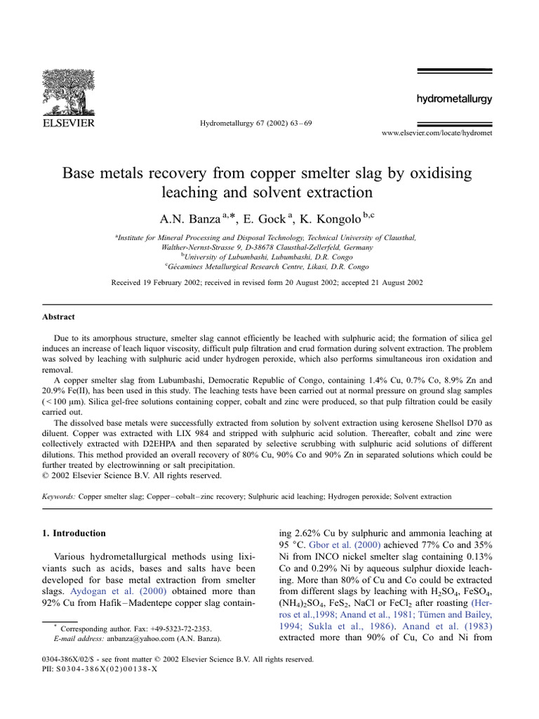 Base Metals Recovery from Copper Slag | PDF | Smelting | Secondary ...