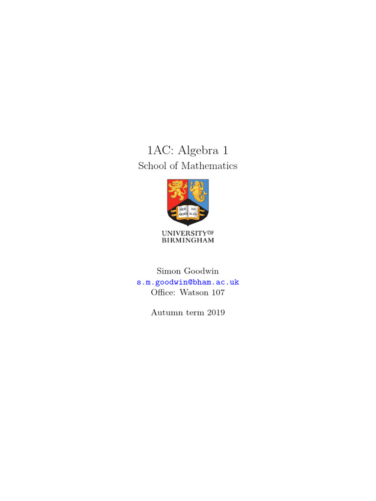 1 Ac Algebra Notes | PDF | Group (Mathematics) | Prime Number