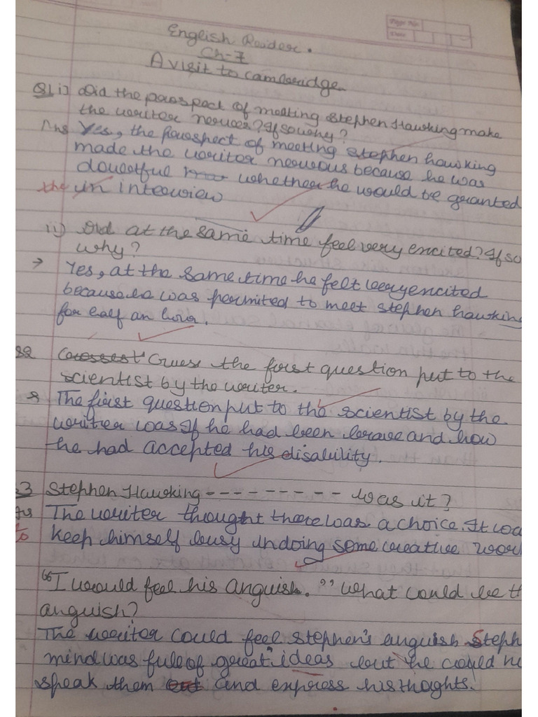 English Reader Work Class 8th B | PDF